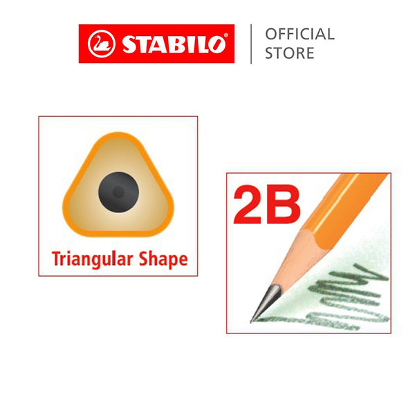 STABILO Writing Pencil X-Shock Triangular 2B Pencil - Box of 12's ...