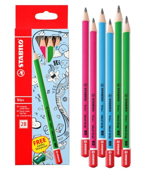 STABILO Trio+ Jumbo Triangular 2B Pencils bigger lead and triangular s ...
